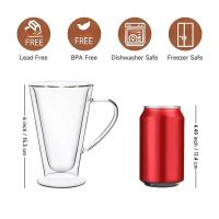 China Borosilicate Glass 350ML Double Wall Coffee Mug Handmade Eco-Friendly Drinking Glass Cup for sale