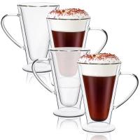China Borosilicate Glass 350ML Double Wall Coffee Mug Handmade Eco-Friendly Drinking Glass Cup for sale