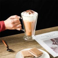 China Borosilicate Glass 350ML Double Wall Coffee Mug Handmade Eco-Friendly Drinking Glass Cup for sale