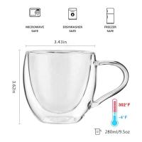 China CnGlass Microwave Safe Borosilicate Glass Coffee Mug Heat Resistant Espresso Glass Cup Double Wall Glass Coffee Cup for sale