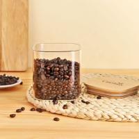 China CnGlass High Quality Glass Can  Enviroment  Friendly BPA Free Borosilicate Glass Storage Jar With Bamboo Lid for sale