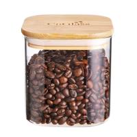 China CnGlass High Quality Glass Can  Enviroment  Friendly BPA Free Borosilicate Glass Storage Jar With Bamboo Lid for sale