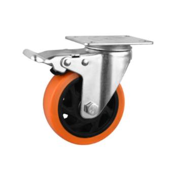 China Heavy Duty PU Caster Wheels with Brake Swivel Locking Casters for Cart, Trolley, Workbench & Industrial Use OEM Wholesale for sale