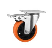 China Heavy Duty Orange PU Swivel Caster Wheel 1 5 2 2 5 3 4 5 Inch For Trolley Workbench for sale