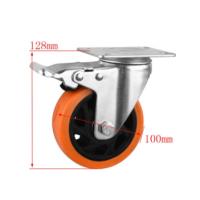 China Heavy Duty Orange PU Swivel Caster Wheel 1 5 2 2 5 3 4 5 Inch For Trolley Workbench for sale