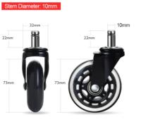 China Office Chair Caster Wheels 3 Inch Swivel Rubber Caster Wheels Replacement Soft Safe Rollers Furniture Hardware for sale