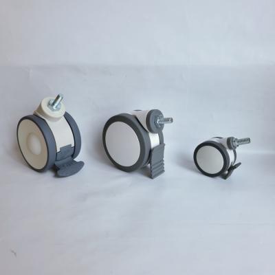 China Noiseless Swivel Medical Caster Wheel TPR Rubber 5 Inch Threaded Aluminum Stem Double Brake Anti Static Caster for sale