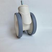 China Noiseless Swivel Medical Caster Wheel TPR Rubber 5 Inch Threaded Aluminum Stem Double Brake Anti Static Caster for sale