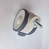 China Noiseless Swivel Medical Caster Wheel TPR Rubber 5 Inch Threaded Aluminum Stem Double Brake Anti Static Caster for sale