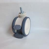 China Noiseless Swivel Medical Caster Wheel TPR Rubber 5 Inch Threaded Aluminum Stem Double Brake Anti Static Caster for sale
