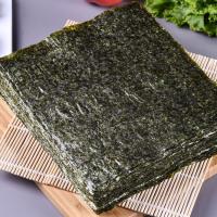 China Roasted Seaweed Nori 100 Sheets per Bag Dark Green Rectangular Sushi Nori for sale