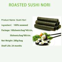 China Dark Green Roasted Nori Seaweed Sheets 19x21cm 100 Sheets 280g for Sushi for sale