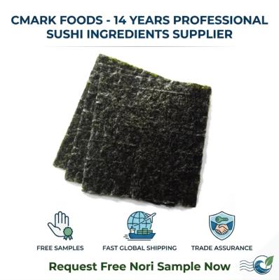 China Vacuum Sealed Roasted Sushi Nori Sheets 19x21cm Nitrogen Flushed 100 Sheets Per Bag 24 Months Shelf Life Export for sale