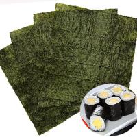 China Low Moisture Extra Crispy Roasted Sushi Nori Sheets 19x21cm 100 Sheets Per Bag Dark Green Sushi Roll Seaweed for sale