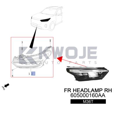China OEM 605000160AA High Quality Front Headlight Assembly-RH For Chery Exeed VX for sale
