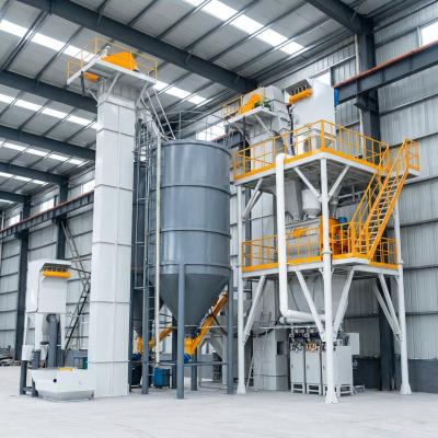 China Automatic Dry Powder Mortar Production Line Plant Tile Adhesive Wall Putty Mixing Machine Mfr Equipment with Robotic Palletizer for sale
