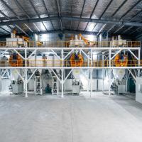 China Automatic Dry Powder Mortar Production Line Professional Tile Adhesive Plant with Robotic Arm Palletizing Unit for sale