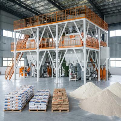 China Full Set Automatic Dry Powder Mortar Production Line Turnkey Solution Tile Glue Plant with Robot Palletizer & Packing Machine for sale