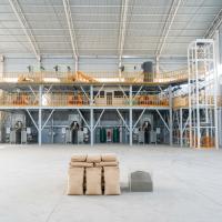 China Dust-free Fully Automatic Dry Mortar Production Line for Construction Materials Tile Glue Mixing Plant with Robot Palletizer for sale
