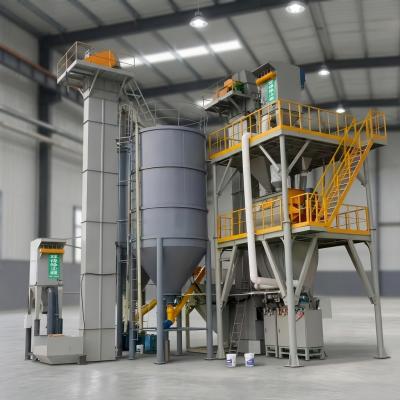 China Full Vertical Automatic Dry Mortar Production Line with Integrated Silos for Space-Saving High Capacity Mortar Mixing Plant for sale
