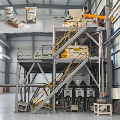China Industrial Grade Automatic Dry Powder Mortar Mixing Plant with Double Shaft Mixer for Heavy Duty Tile Adhesive Production Line for sale