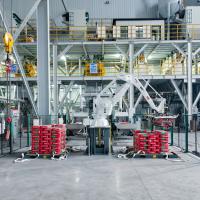 China Intelligent Dry Mortar Plant with Real-time Data Monitoring Fully Automatic Tile Glue Production Line Smart Factory Set for sale