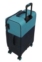 China Two Tone Combination Softside Spinner Luggage Soft Carry On Suitcase Multi Pockets for sale