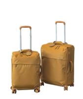 China Super Lightweight 2 Piece Soft Side Luggage Set Spinner Wheel Soft Shell Suitcase for sale