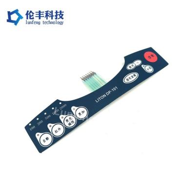 China Metal Dome Membrane Switch 12 Key Tactile Keypad 2.54mm Pitch 12V DC Glossy Surface Screen Printing for sale