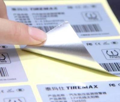 China Silver Sticker Label with Temperature Resistance Up To 80°C, Permanent Or Removable Adhesive for Smooth Surfaces for sale