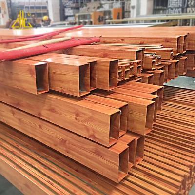 China Wood Grain Aluminum Square Tube Rectangular Pipe For Decoration Building for sale