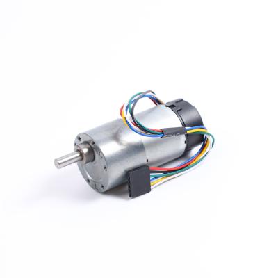 China Electric Motor Reducer 12v  Brush 37mm  Gear Motor  Robot Wheelchair With  64CPR Encoder for sale