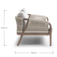 China Rope Weave Sofa Patio Set AJUNION Teak Wood Frame Outdoor Furniture for Beach Gardens for sale