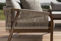 China Rope Weave Sofa Patio Set AJUNION Teak Wood Frame Outdoor Furniture for Beach Gardens for sale