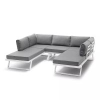 China Modern Aluminum Frame Patio Furniture Sun Lounger for Garden Sofa Sectional Lounge Set for sale