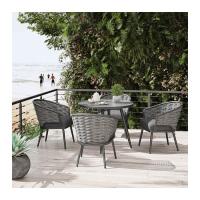 China Specific AJUNION Wicker Rattan Outdoor Dining Set Aluminum Frame Round Table 4 Seating for sale