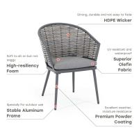China Specific AJUNION Wicker Rattan Outdoor Dining Set Aluminum Frame Round Table 4 Seating for sale