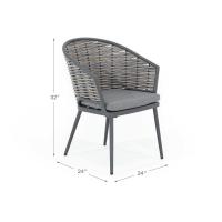 China Specific AJUNION Wicker Rattan Outdoor Dining Set Aluminum Frame Round Table 4 Seating for sale