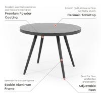 China Specific AJUNION Wicker Rattan Outdoor Dining Set Aluminum Frame Round Table 4 Seating for sale