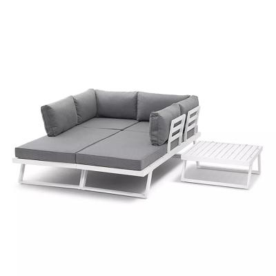China Aluminum Frame Patio Set AJUNION Modern Outdoor Furniture Daybed Sectional Lounge Set for sale