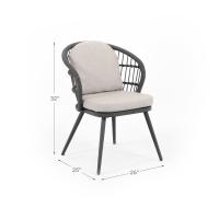 China Courtyard Outdoor Dining Set with Round Tempered Glass Table and Rope Weave Armchair for sale