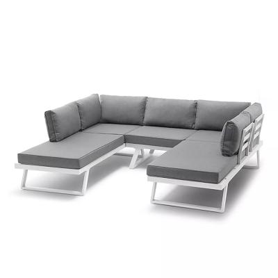 China AJUNION Modern U Shape Outdoor Furniture Set Aluminum Frame Corner Lounge for Garden for sale