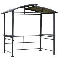 China Interlaced Vented Polycarbonate Roof AJUNION Outdoor BBQ Gazebo with Steel Frame 5x8 for sale