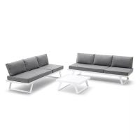 China Garden Set AJUNION Aluminum Frame Outdoor Furniture Lounge Set Modular Sectional Sofa for sale