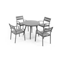 China Aluminum Outdoor Dining Set for 4 Person Round Table and Armchair Garden Furniture for sale