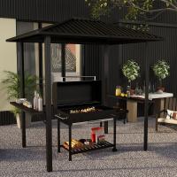 China Outdoor Grilling 6x8 Hardtop BBQ Gazebo with 2 Side Shelves 102 lbs H92.5 x W96.5 x D70.9 for sale