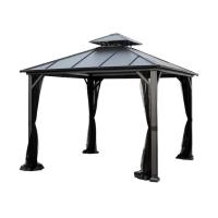 China Polyester Fabric AJUNION 10x10ft Galvanized Steel Double Roof Gazebo Canopy with Zipper for sale