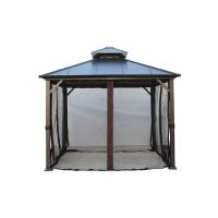 China Polyester Fabric AJUNION 10x10ft Galvanized Steel Double Roof Gazebo Canopy with Zipper for sale