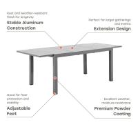 China Extendable Metal Dining Table and Chair Set for 4-8 People in Courtyard by AJUNION for sale