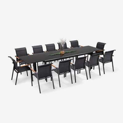 China Extendable Patio Set L 336.5 x W 107.5 x H 75cm AJUNION Outdoor Aluminum Dining Table for sale